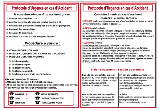 Protocole d'Urgence en cas d'Accident (A0528) Protocole d'Urgence en cas d'Accident (A0528)